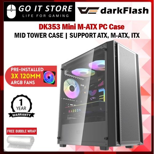 darkFlash DK353 Mini Micro ATX Mesh (Black) Gaming Casing | Shopee Malaysia