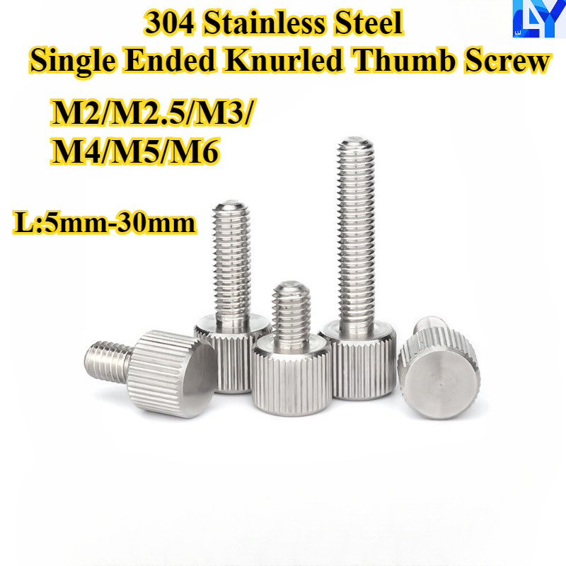 [LY-SNLS] 304 Stainless Steel, Single Ended Knurled Thumb Screw, M2/M2.5/M3/M4/M5/M6 Round Flat ...