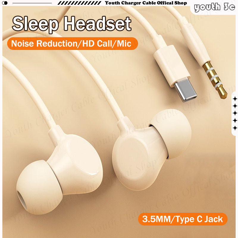 In Ear Sleep Wire Earphones HiFi Stereo Surround Sound 3.5MM/Type C ...