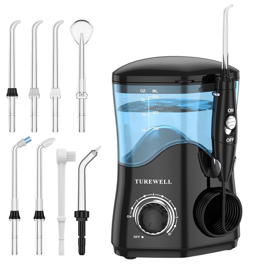 TUREWELL Water Dental Flosser for Teeth/Braces, Water Teeth Cleaner 8 ...