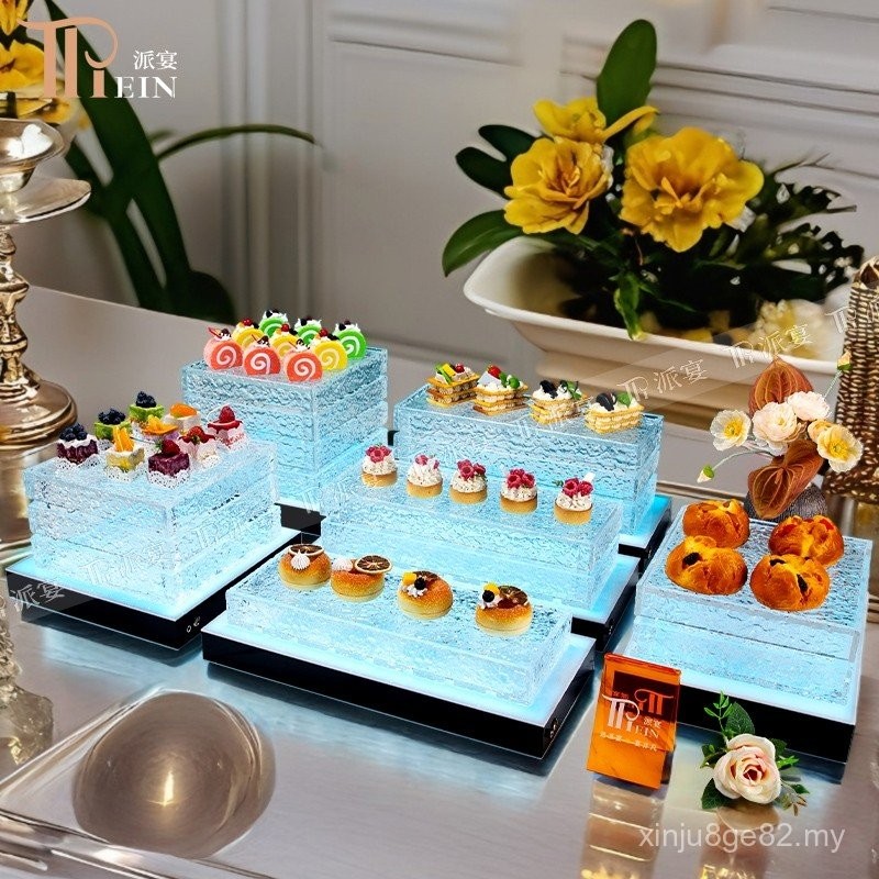 Dessert Table Display Stand Hotel Afternoon Tea Break Shelf Ornaments Acrylic Transparent ...
