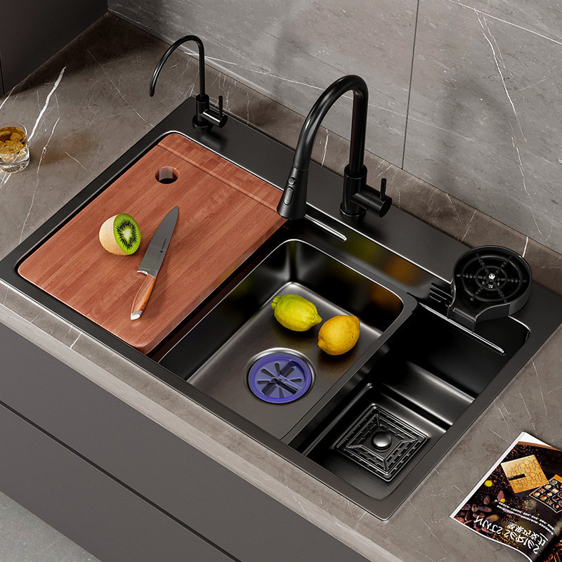 Tangki air keluli tahan karat 304 dapur, singki nano hitam, tangki ...