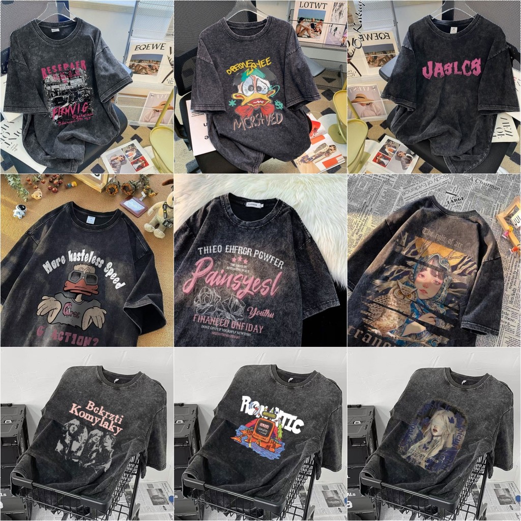 【100%Cotton】Unisex American retro butterfly series printed round neck cotton short-sleeved T ...