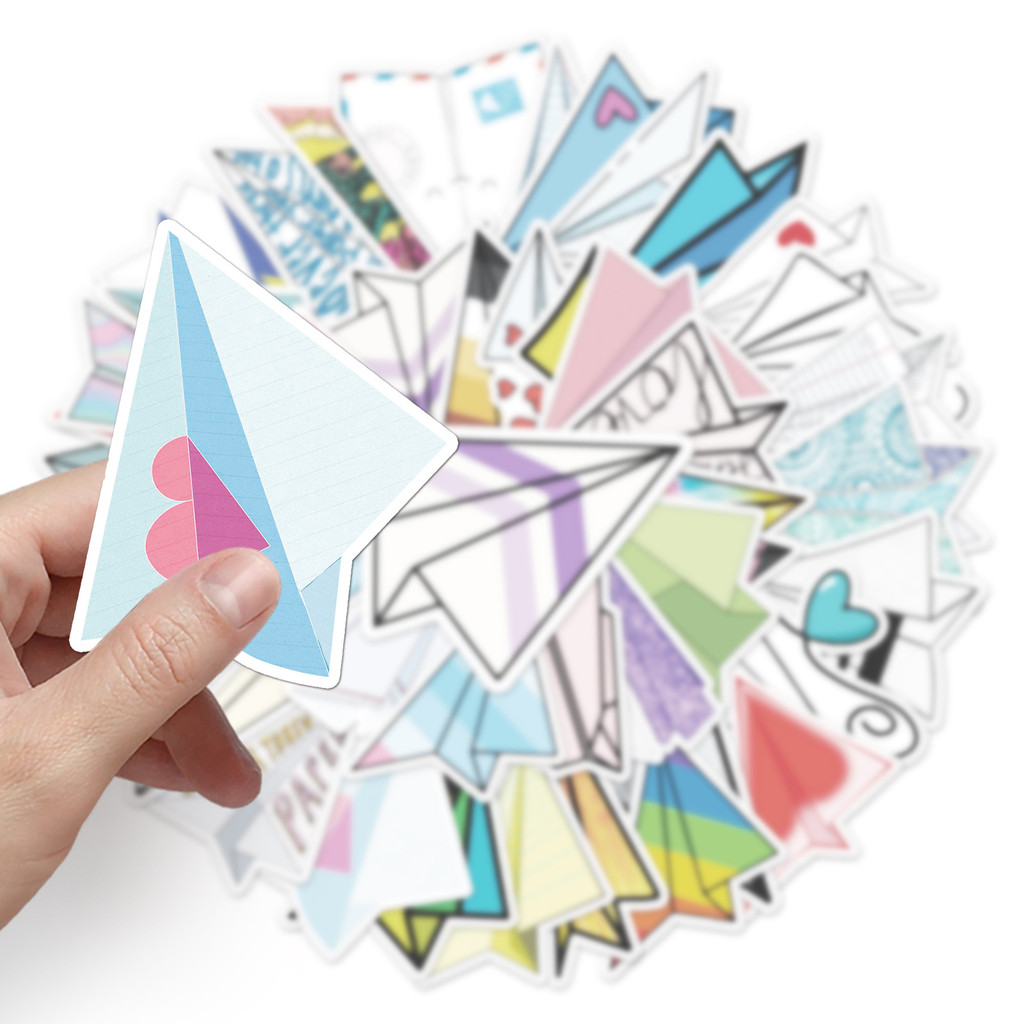 50pcs Paper Airplane Luggage Stickers Stationery Box Stickers Handbook ...