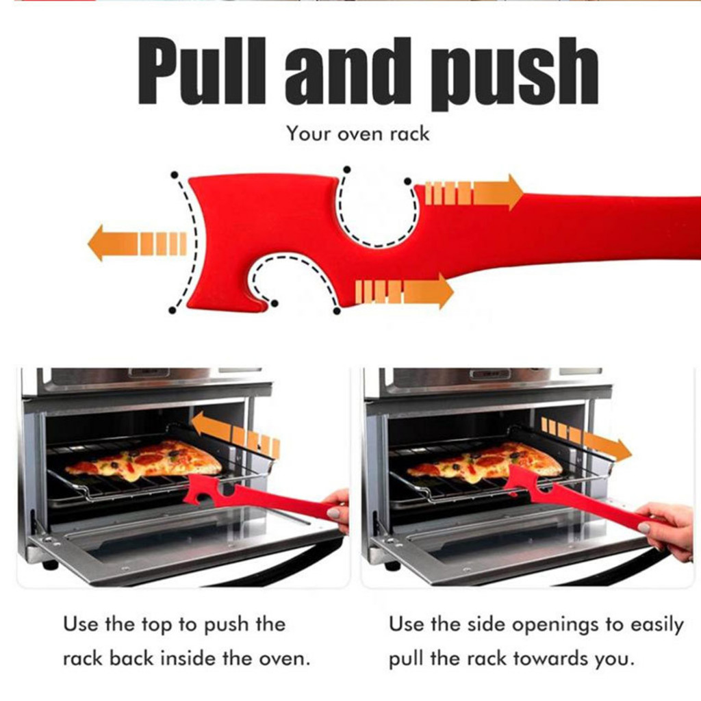 {downey} Oven Rack Grabber Oven Push Stick Long Handle Silicone Oven ...