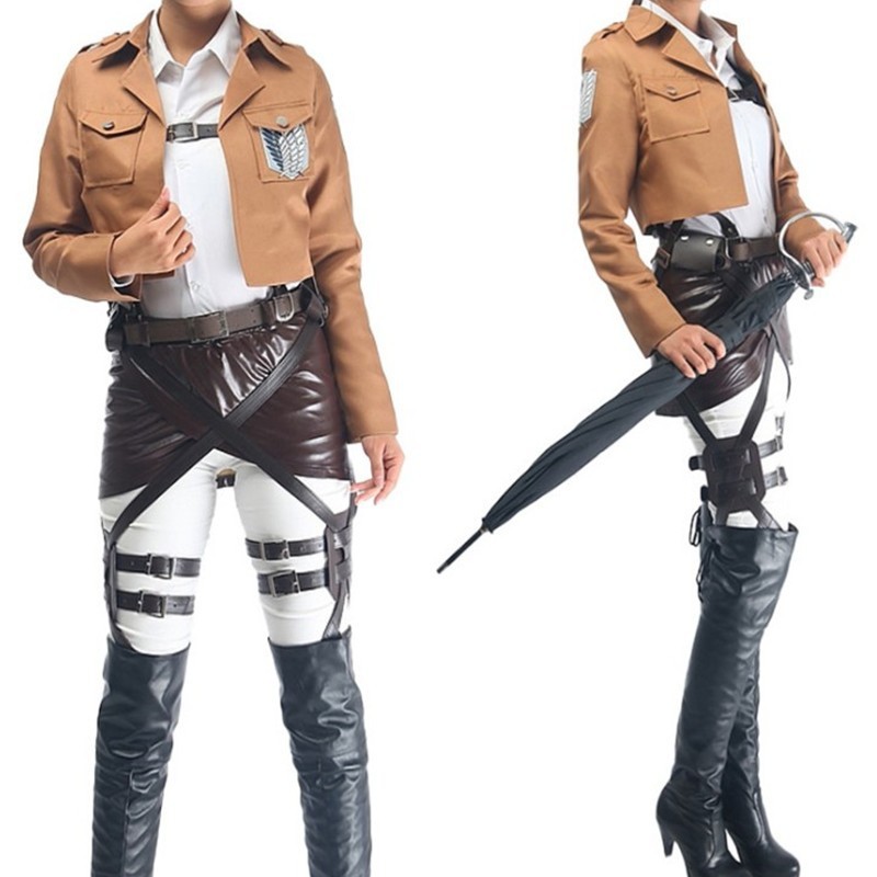 Attack on Titan cos Clothes Full Set Captain Mikasa Allen Survey Corps ...