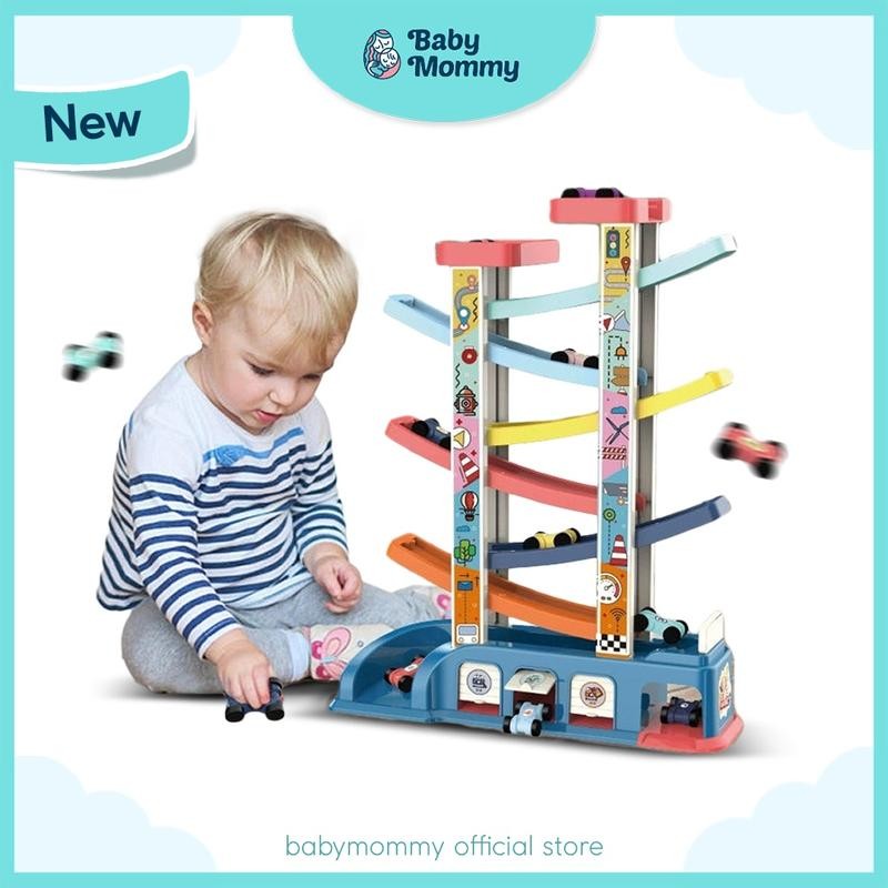 Ready Stock Kids Toy Car Sliding Track 6 Layer Speeding Car Toy Set ...