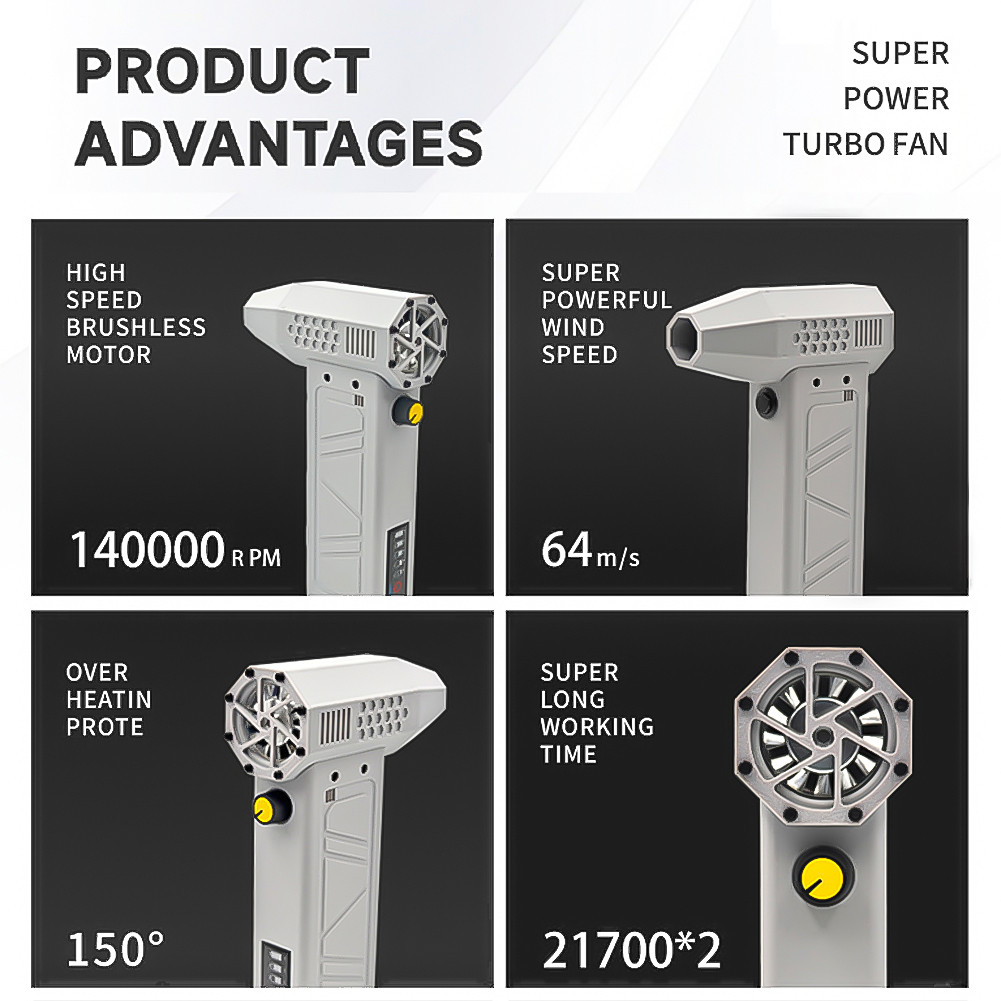 140000RPM Mini Turbo Jet Fan 64m/s Violent Blower Brushless Motor Dust ...