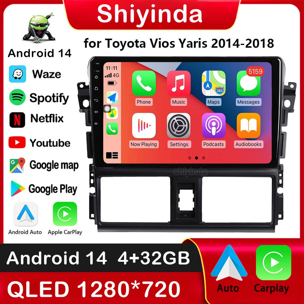 For Toyota Vios/yaris 2014-2018 Android Car Player 10inch QLED Screen ...