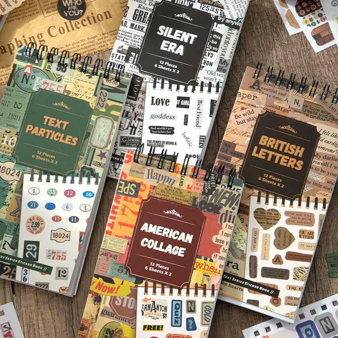 Cdaily|12 Sheets into Retro Text Collage Sticker Book Retro Letter ...