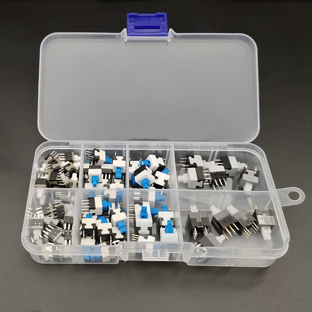 60PCS/LOT 8.5x8.5 8x8 7x7 5.8x5.8mm Self-Locking/Unlocked Push Tactile Power Micro Switch Kit 6 ...