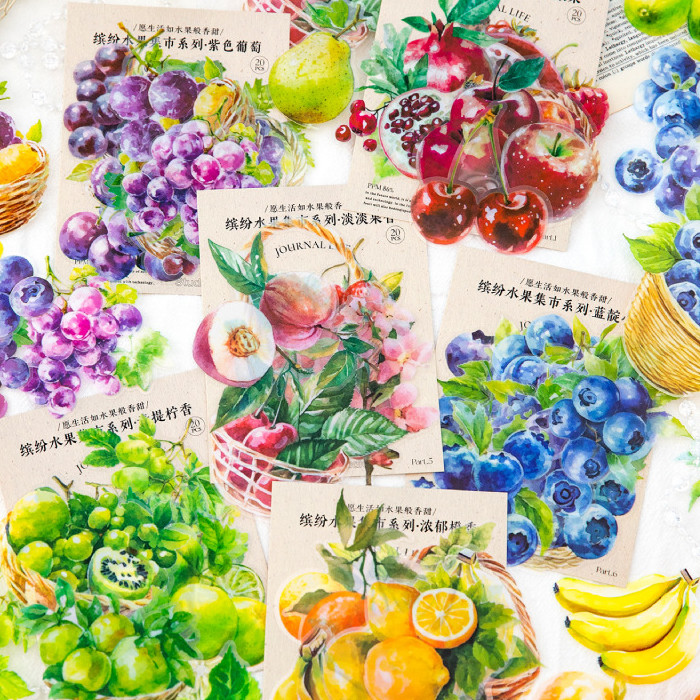Cdaily|20 Pieces in Colorful Fruit Market Sticker Pack Small Fresh ...