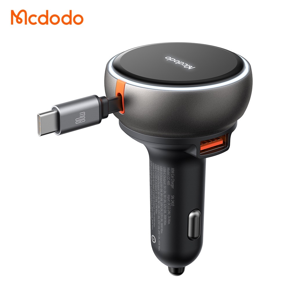 【1Yr Warranty】 MCDODO CC 4850 80W Car Charger Built-in 80cm Retractable ...