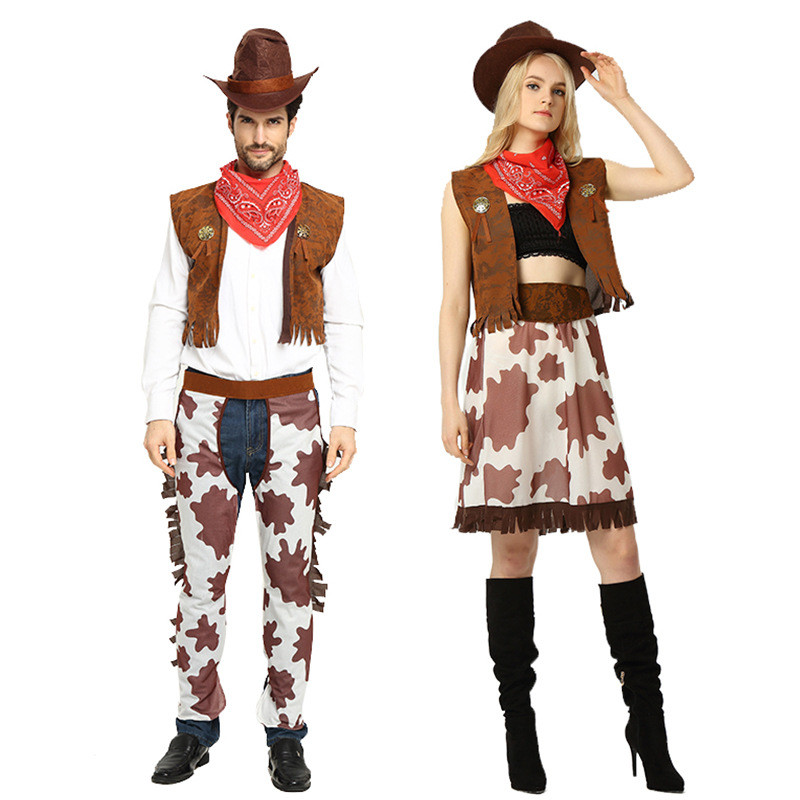 Western Cowboy Costume Cosplay Suit For Kids Boy Brown White Dress For ...