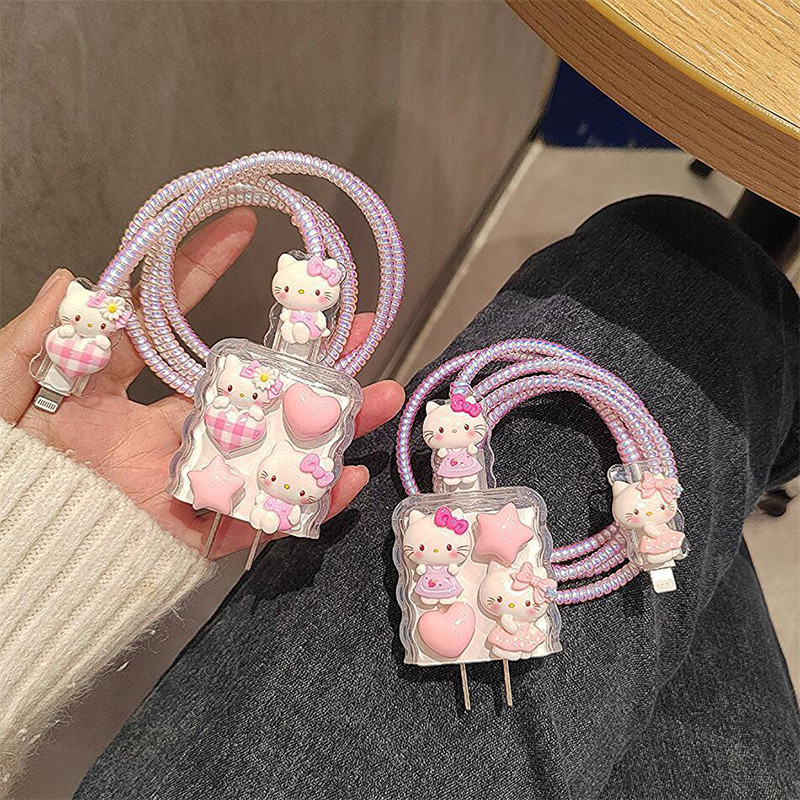 [NAY] Hello Kitty Kuromi Charger Data Cable Case Protector And Winding ...