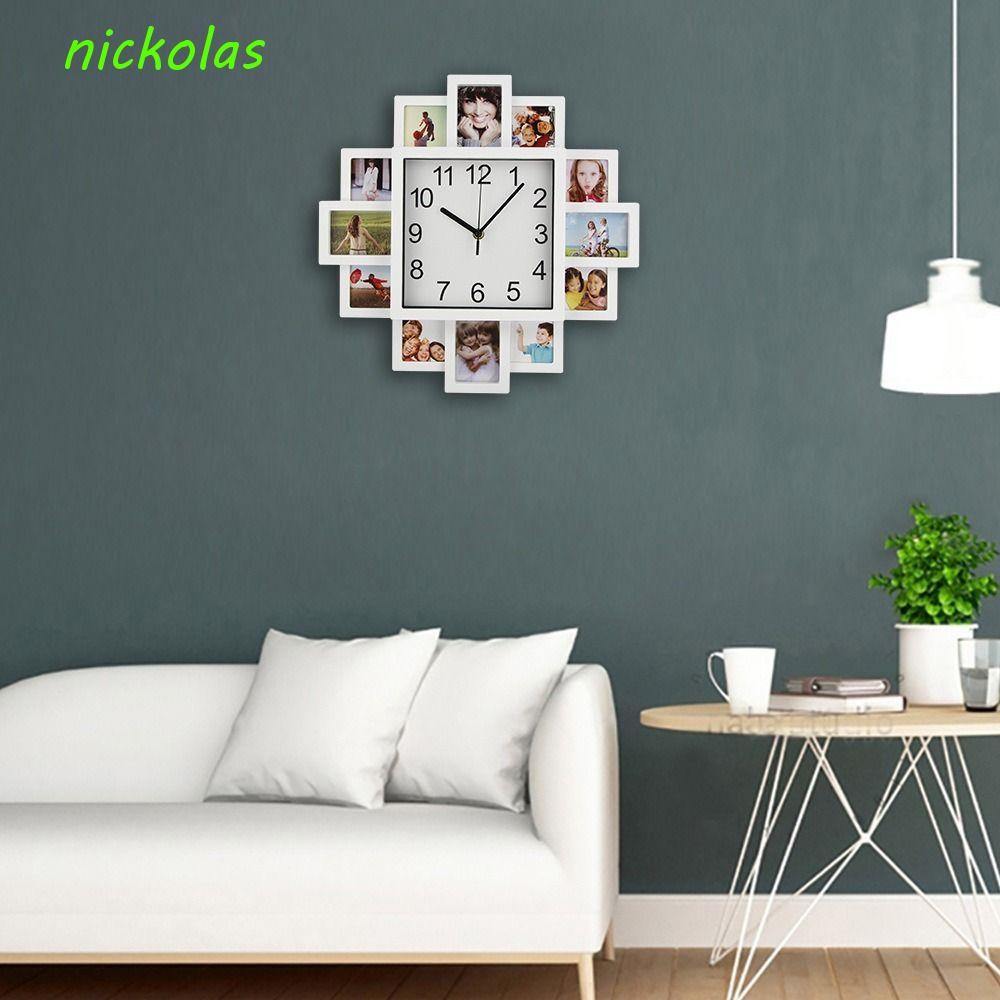 NICKOLAS Photo Frame Wall Clock, Decorative Silent DIY Photo Clock ...