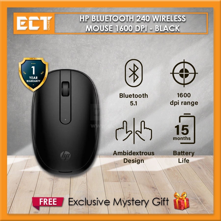 HP Bluetooth 240 Wireless Mouse 1600 DPI - Black | Shopee Malaysia