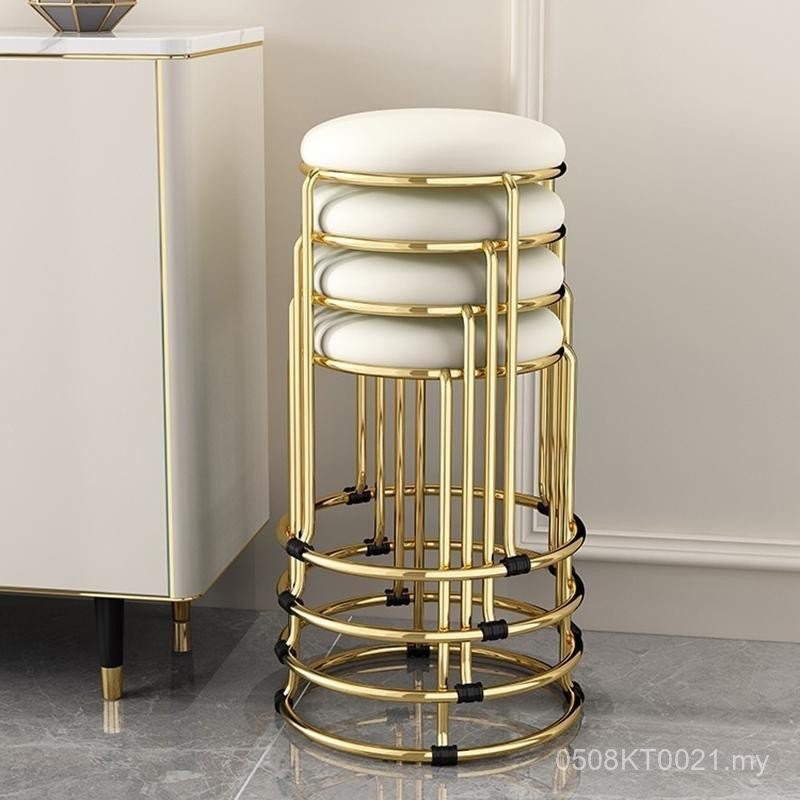 Stackable Living Room Stool Stool Storage Light Luxury Round Stool ...