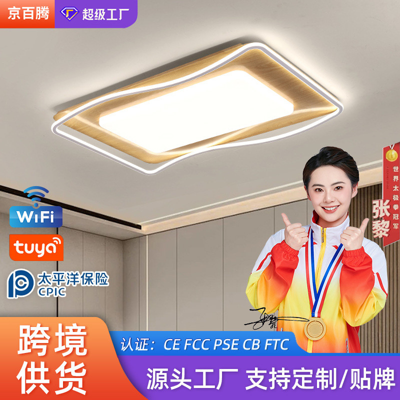 Lampu ruang tamu lampu siling corak kayu walnut moden dan sederhana ...