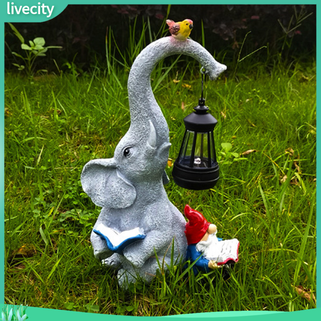 livecity| Resin Elephant Dwarf Figurine Weather-resistant Garden Statue ...