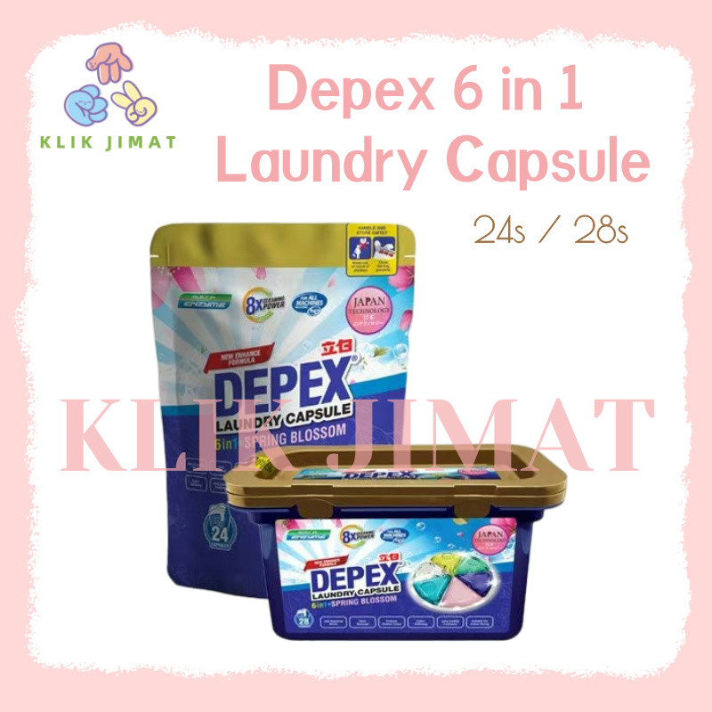 READY STOCK!!! Depex 6 in 1 Laundry Capsule Pod Detergent Refill Pack 24s / Box 28s | Shopee ...