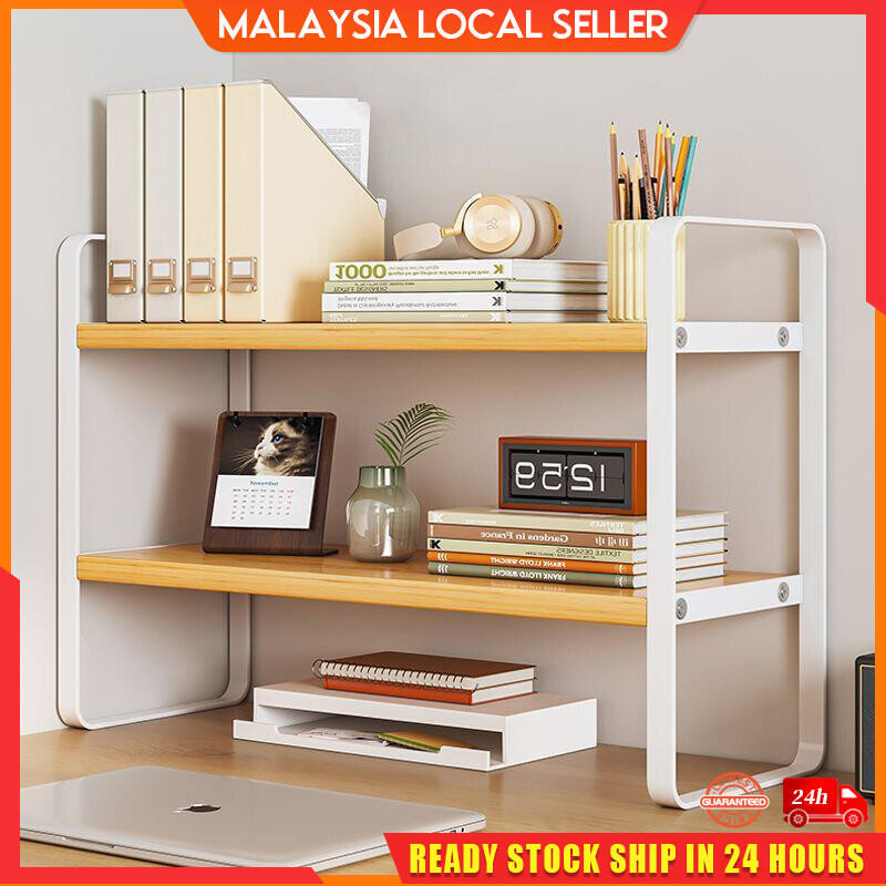 MYDesktop Shelf Rack Desk Bookshelf Study Table Wooden Rack Household ...