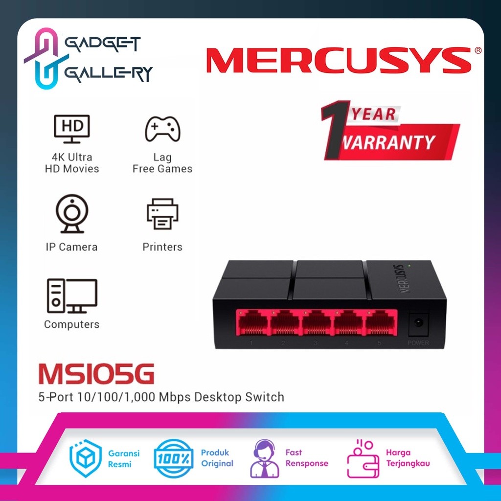 Mercusys MS105G SWITCH HUB 5-PORT 10/100/1000 MBPS | Shopee Malaysia