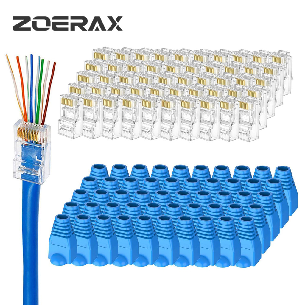 UTP RJ45 Connectors, Cat6 RJ45 Pass Through Plugs 50-Pack, Cat6 RJ45 ...