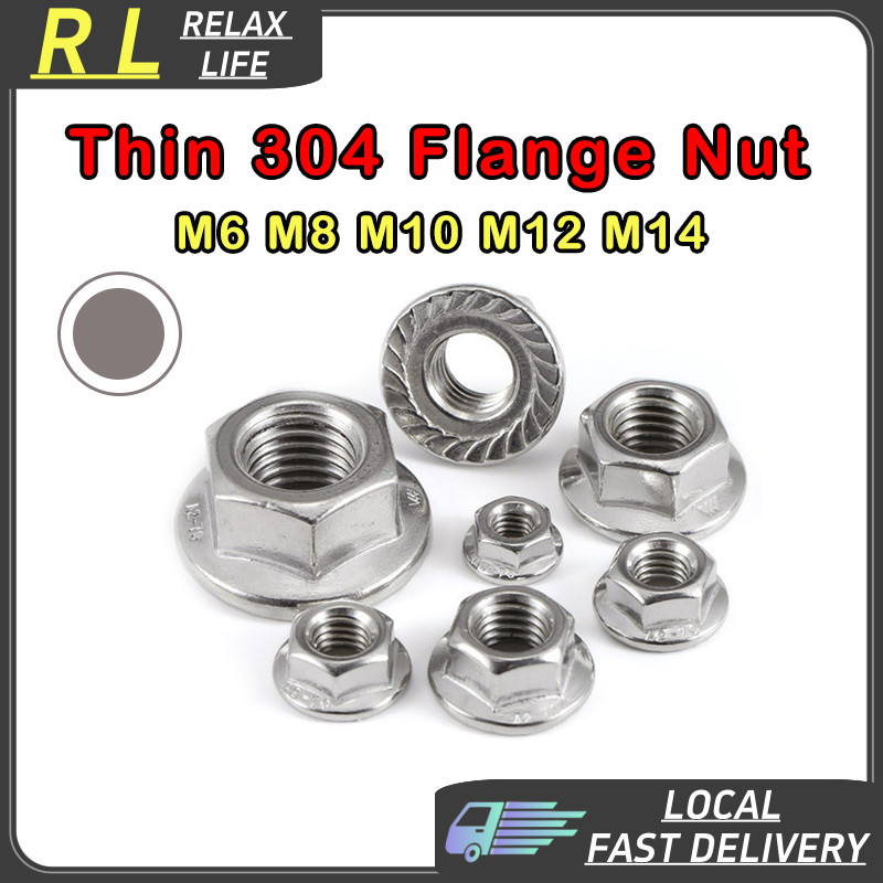 [RL] ( Fine Thread ) Flange Nut SUS 304 Stainless Steel Lock DIN6923 ...