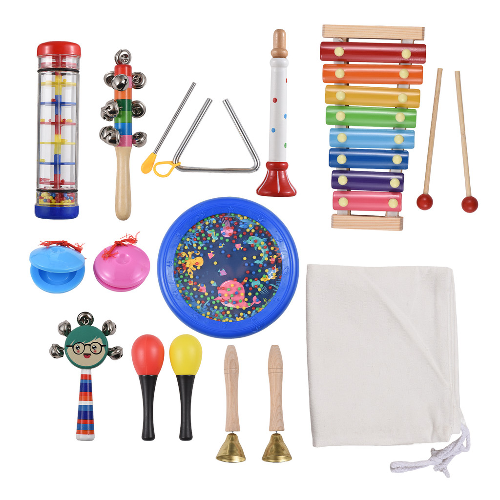 14Pcs Wooden Percussion Instruments Set Musical Instruments Interesting ...