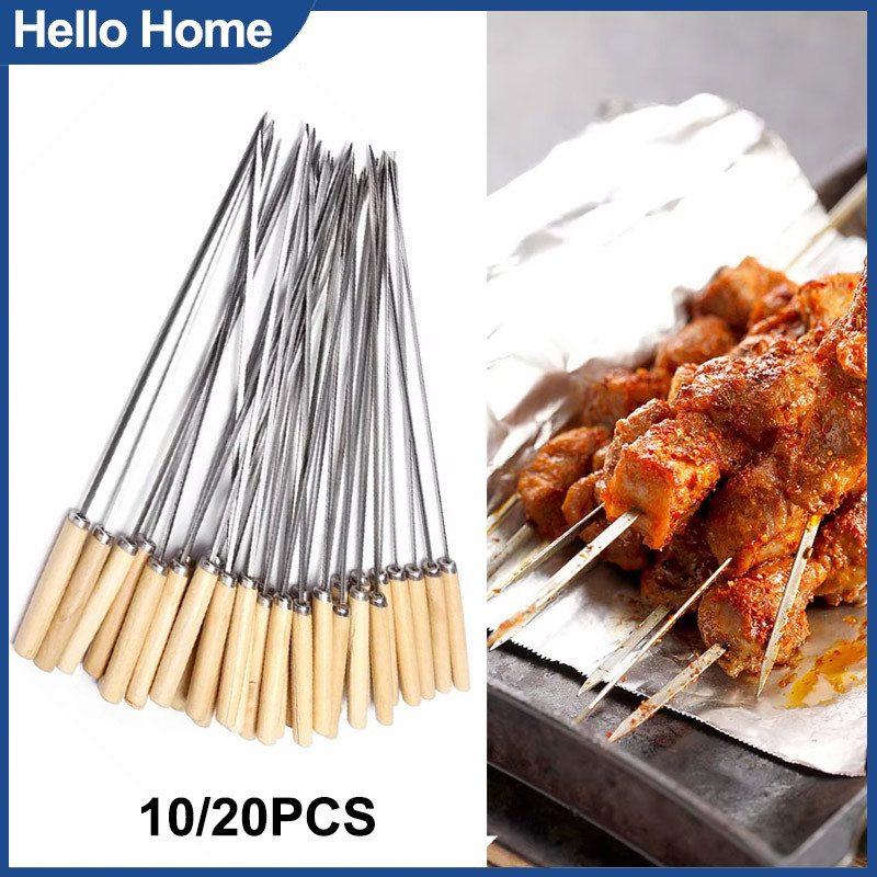 BBQ Skewer Stainless Steel Stick Grilling Kebab Stick Grill Stick BBQ ...