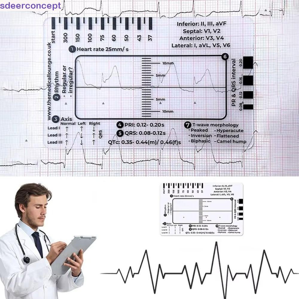 SDEERCONCEPT ECG 7 Step Ruler Card, Interpretation Portable Pocket Ecg ...