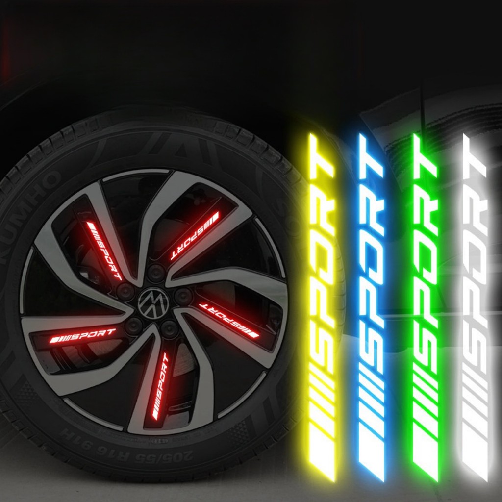 4Pcs Sport Emblem Reflective Stickers for Car Wheels Rims Hub Auto ...