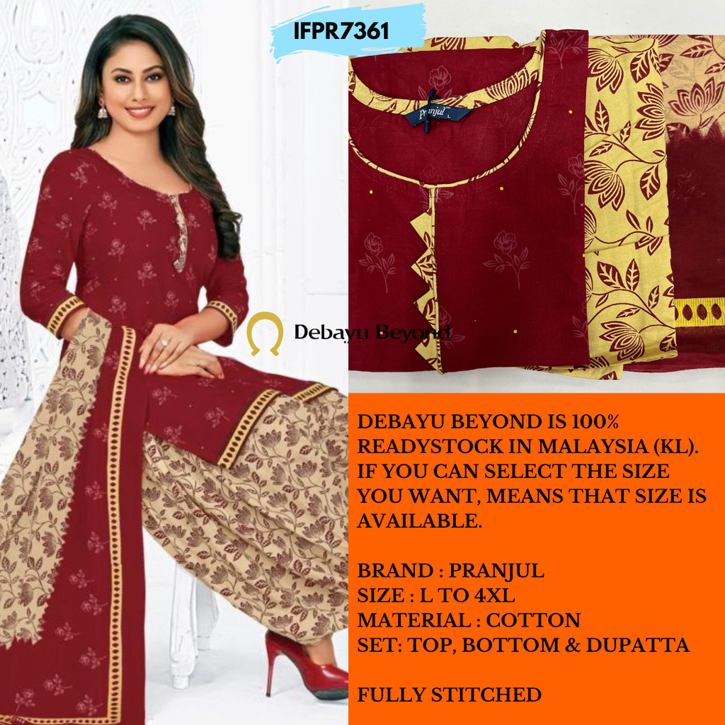 @@[Size L] READYMADE COTTON PUNJABI PATIYALA SUIT (Readystock) | Shopee ...