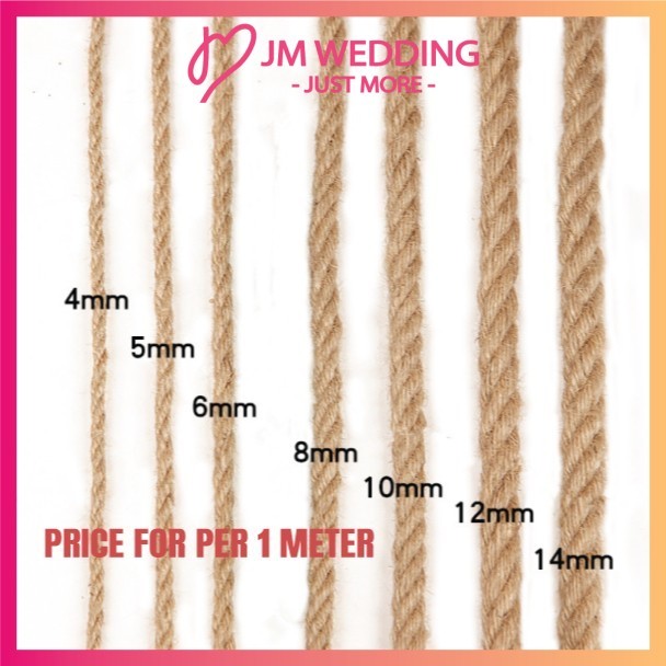 (𝟏 𝐌𝐞𝐭𝐞𝐫)4.0-20mm Burlap Hessian Jute Twine Normal Rope String Tali ...