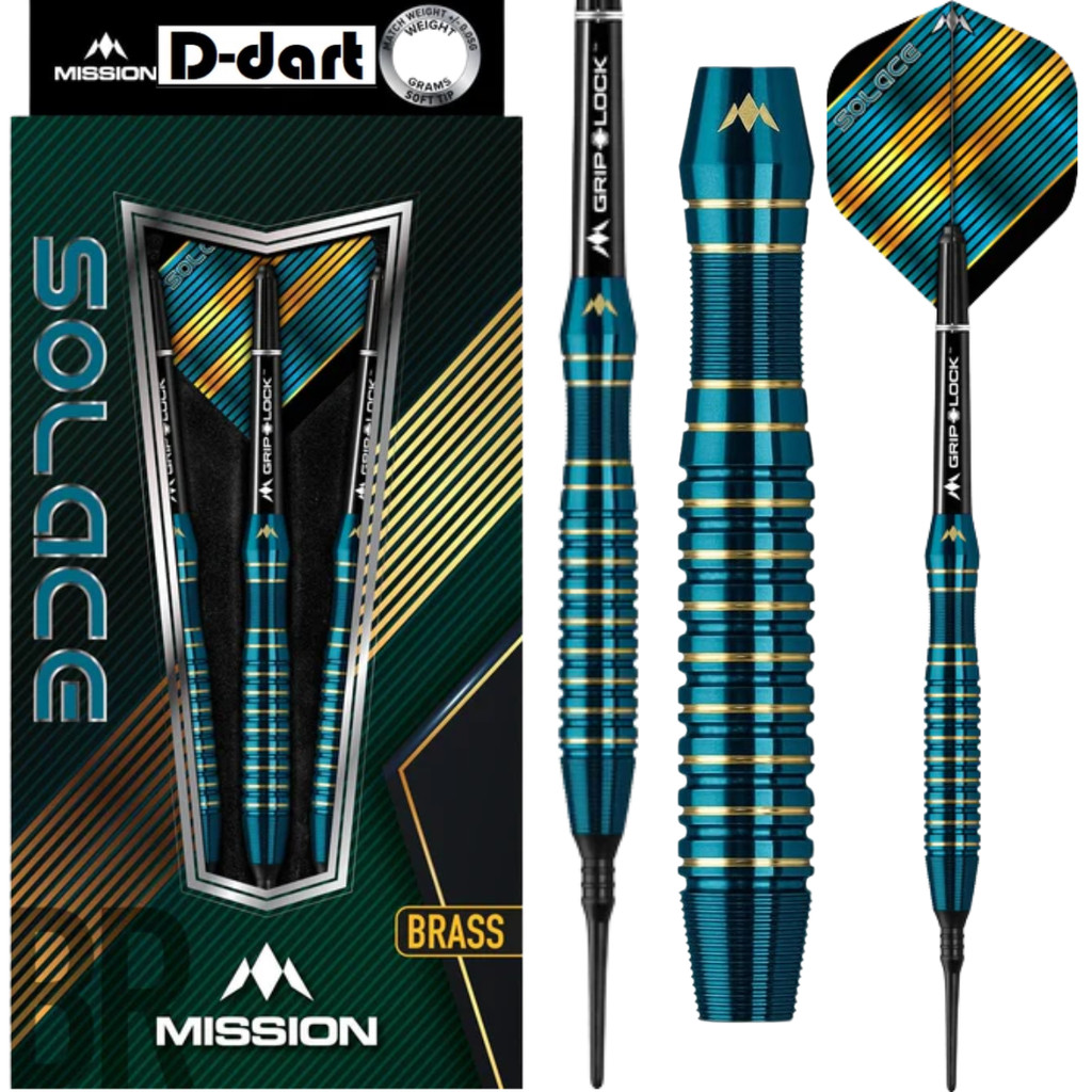 MISSION SOFT TIP DART - 20G SOLACE M1 DEEP CYAN Electro Brass Soft ...