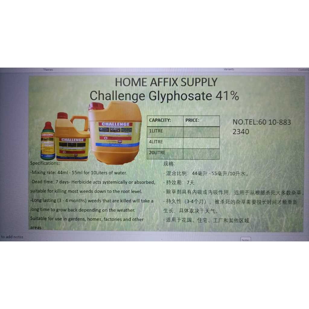 [Original]With MADS 20L Challenge Glyphosate 41% Herbicide Racun Rumput ...