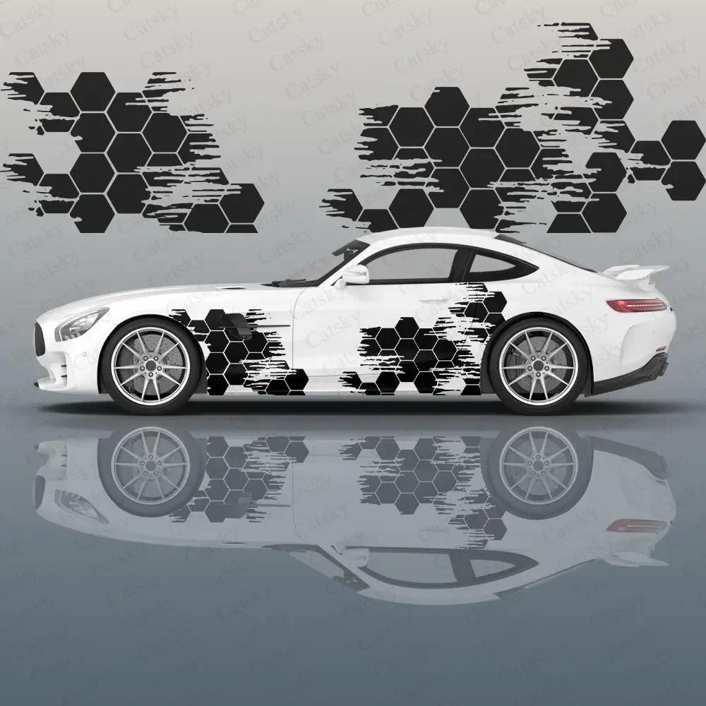 hexagonal honeycomb Car Decal Protective Film Vinyl Itacar Racing Side ...