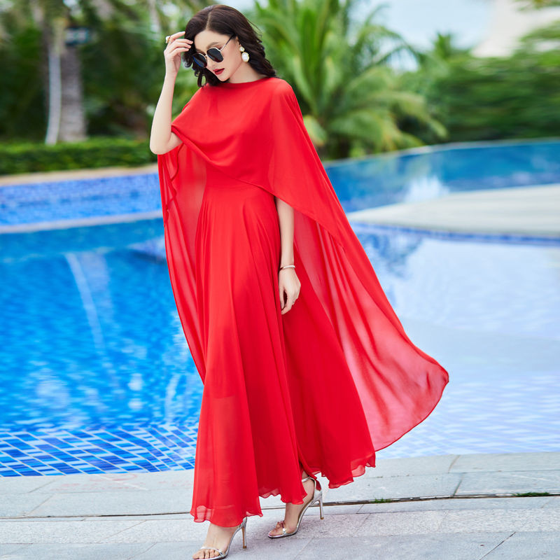 Gaun sifon jubah dua helai musim panas gaya baru saiz besar bohemian ...