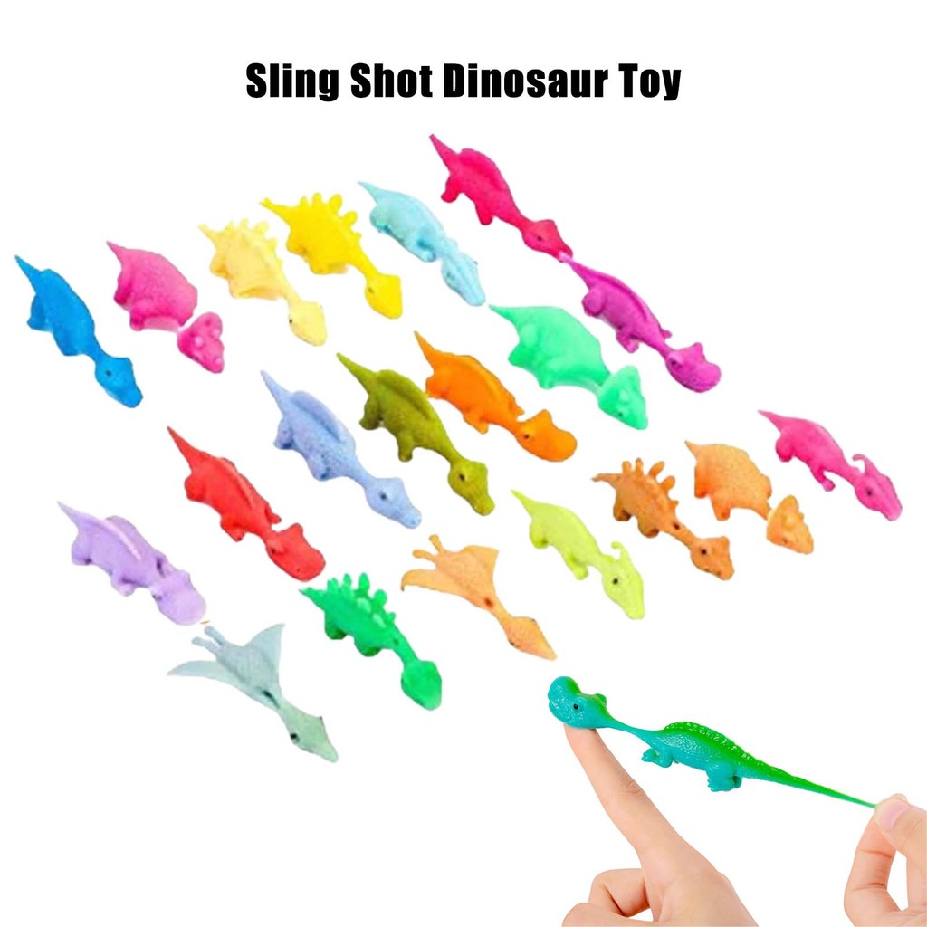 ALOT- 10/20/30Pcs Sling Shot Dinosaur Finger Toy Sticky Turkey Dino ...