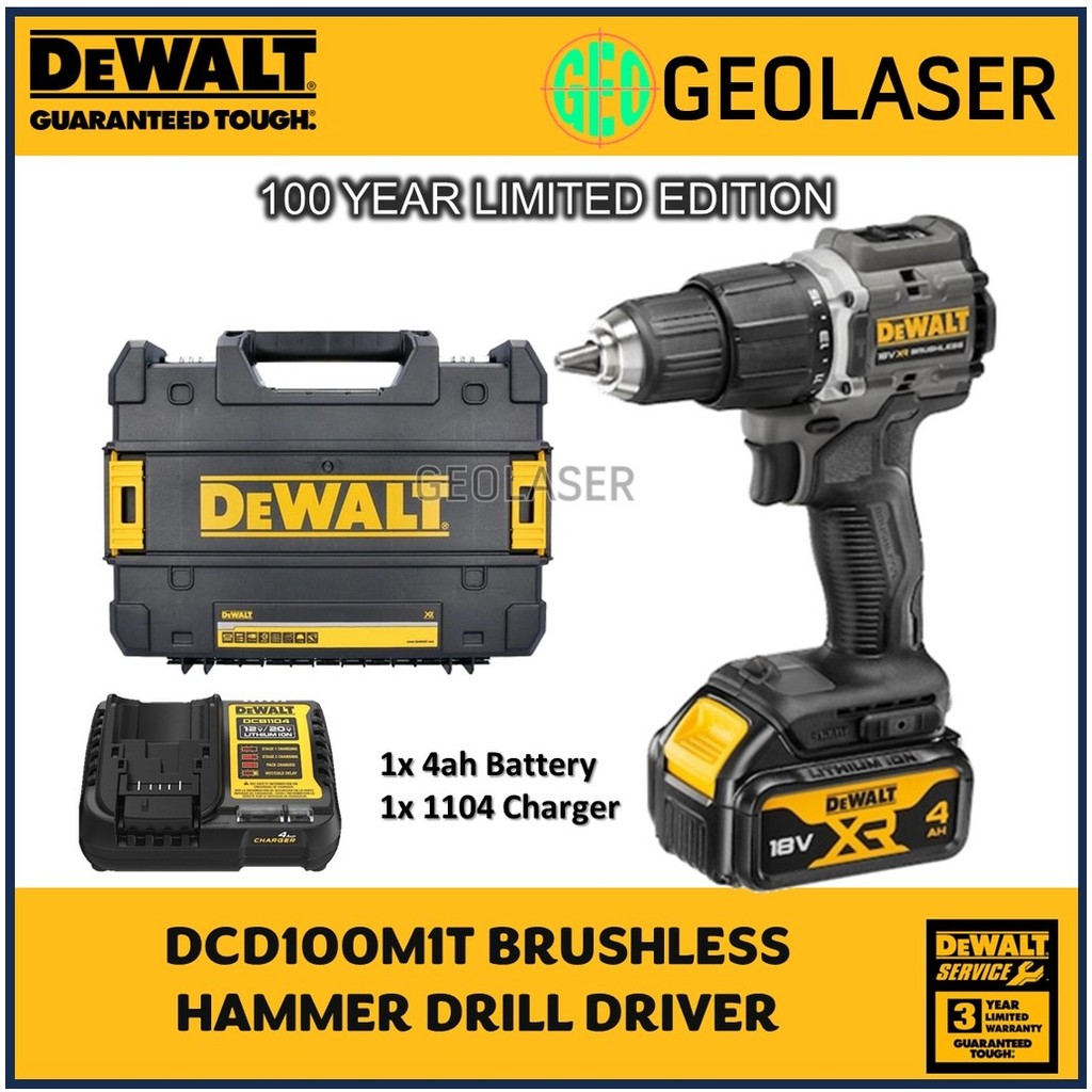 DeWalt 18V DCD100 Limited Edition XR Brushless Hammer Drill Driver - 1 ...