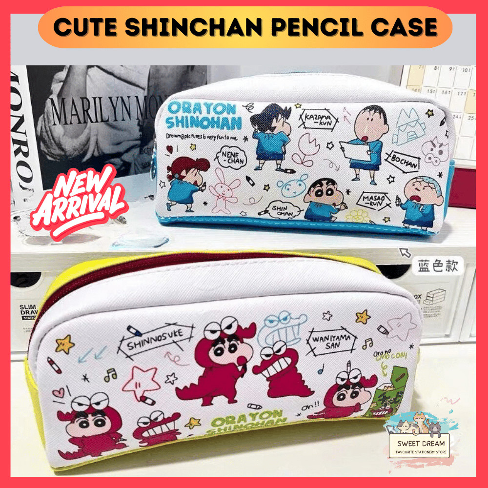 Cute Shin Chan Crayon Single Layer PU Leather Pencil Case / Pencil Box ...
