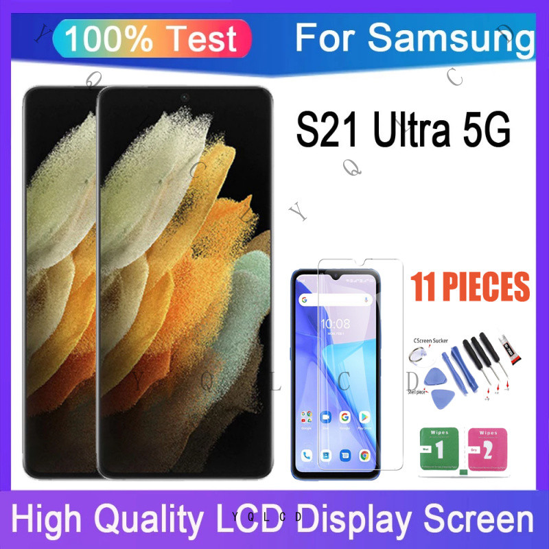 Original AMOLED Samsung Galaxy S21 Ultra 5G LCD Display Touch Screen With Frame Replacement ...
