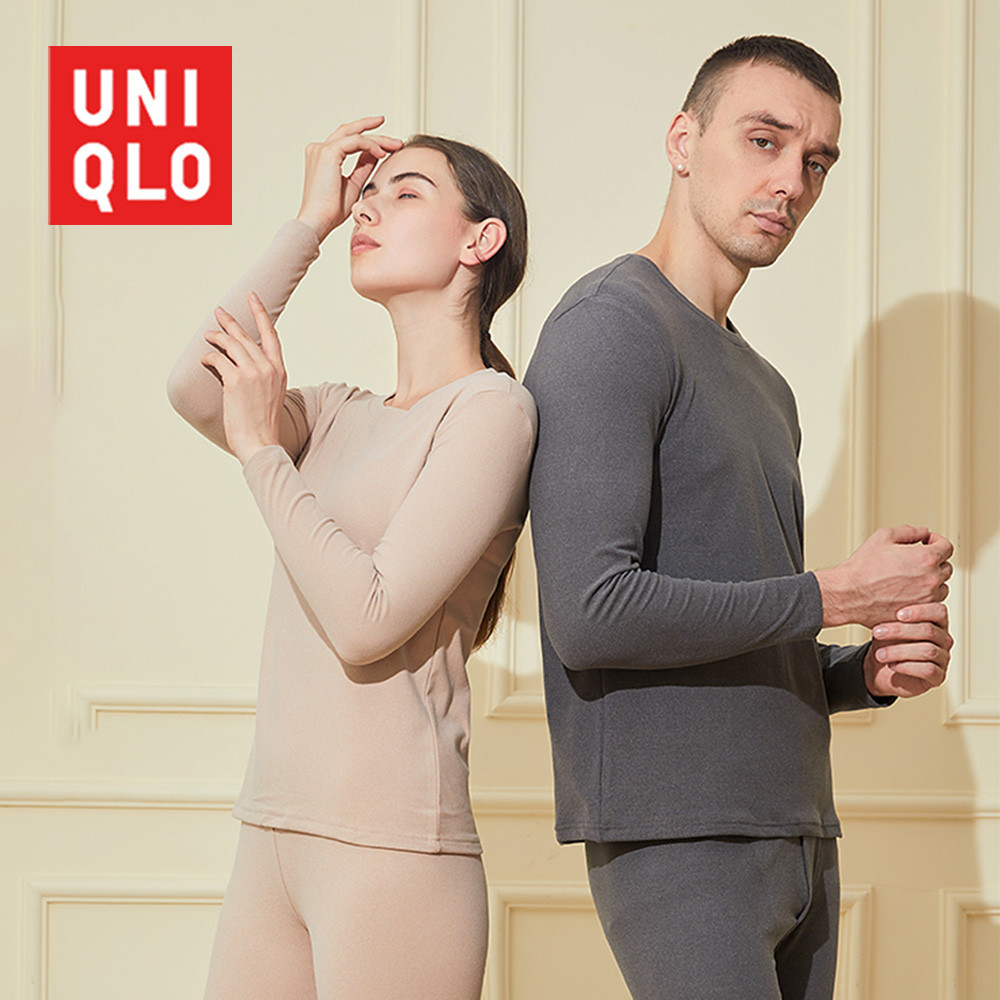 Uniqlo Thermal Underwear Men's and Women's Round Neck Autumn Clothes ...