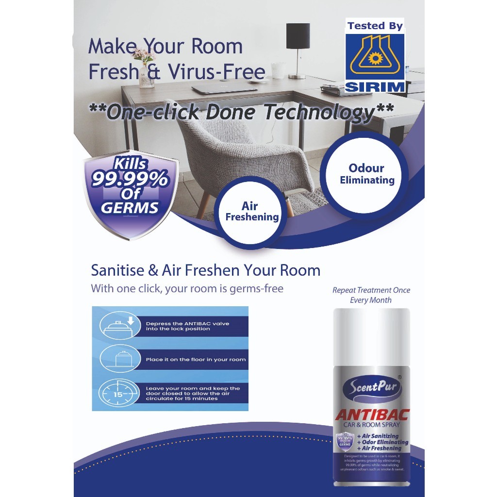 ScentPur Antibac Car & Room Sanitize Spray/Antibacterial Spray ...