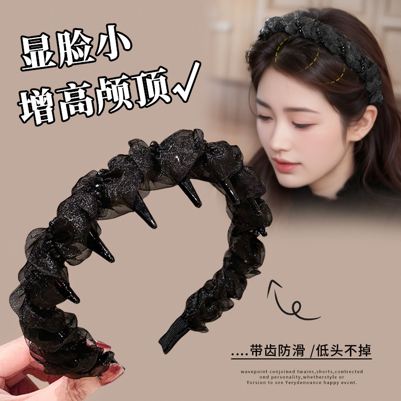 Temperament Headband Women's New High Cranial Top Non-slip Mesh Yarn ...