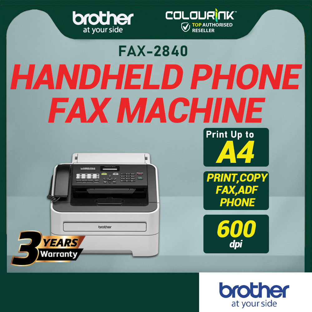 Brother Mono Laser Printer FAX-2840 A4 Print Copy Fax ADF with Hand-Set ...