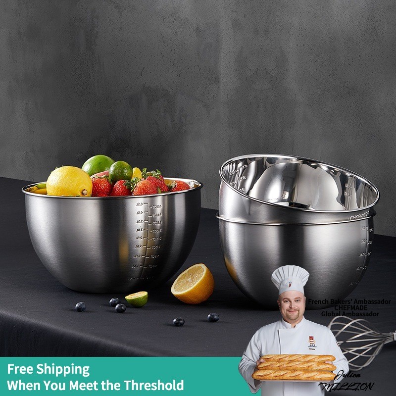 [CHEFMADE.os] SS304 Stainless Steel Mixing Bowl Kitchen Salad Bowls ...