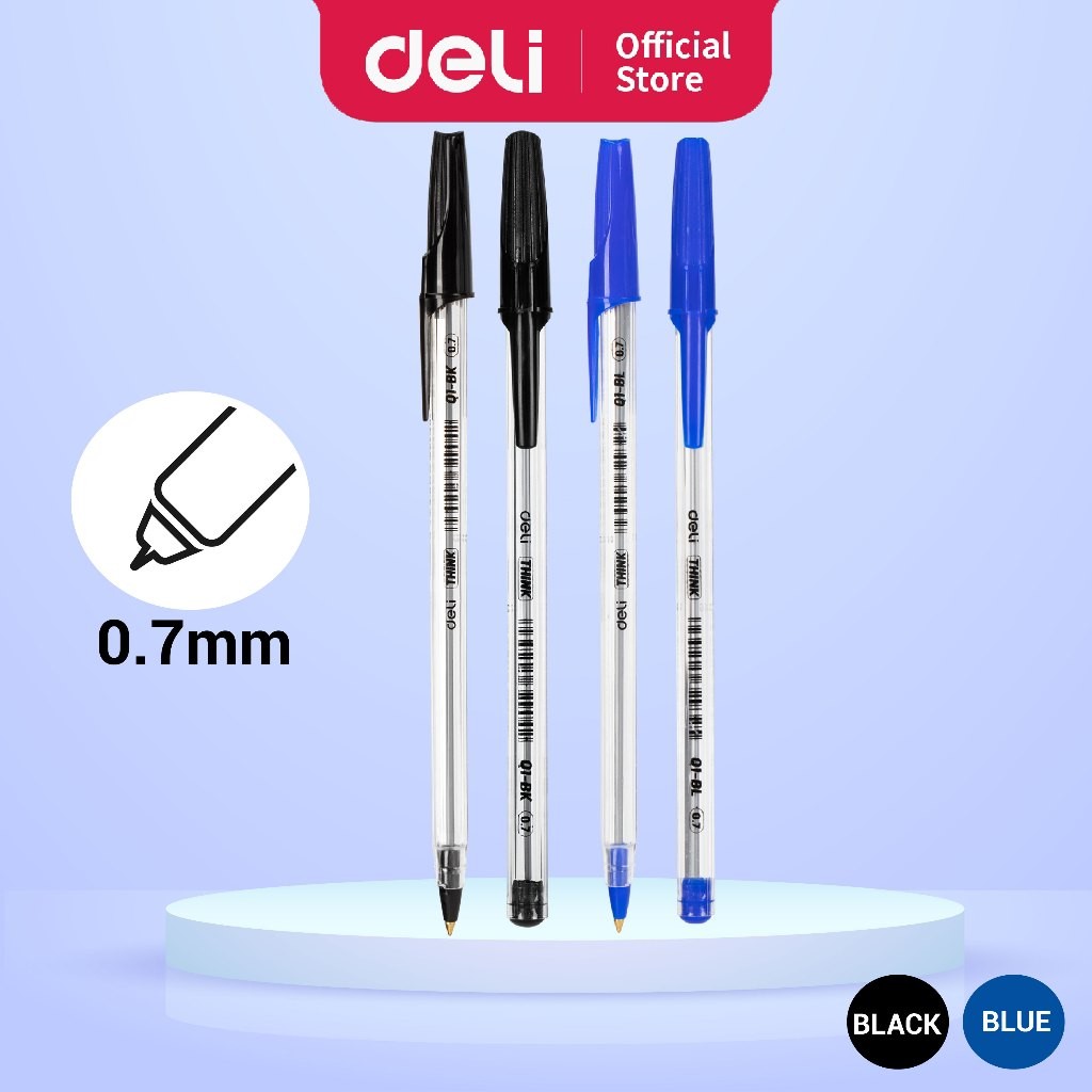 Deli THINK Series Ball Pen - Black/Blue (0.7mm) | Shopee Malaysia