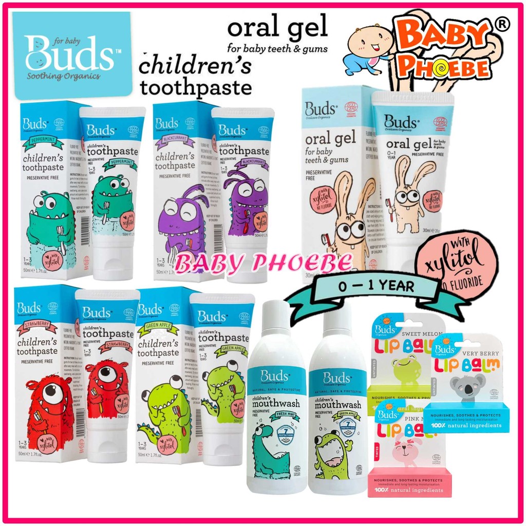 Buds Oral Care Organics Oral Gel with Xylitol / Children's Toothpaste ...